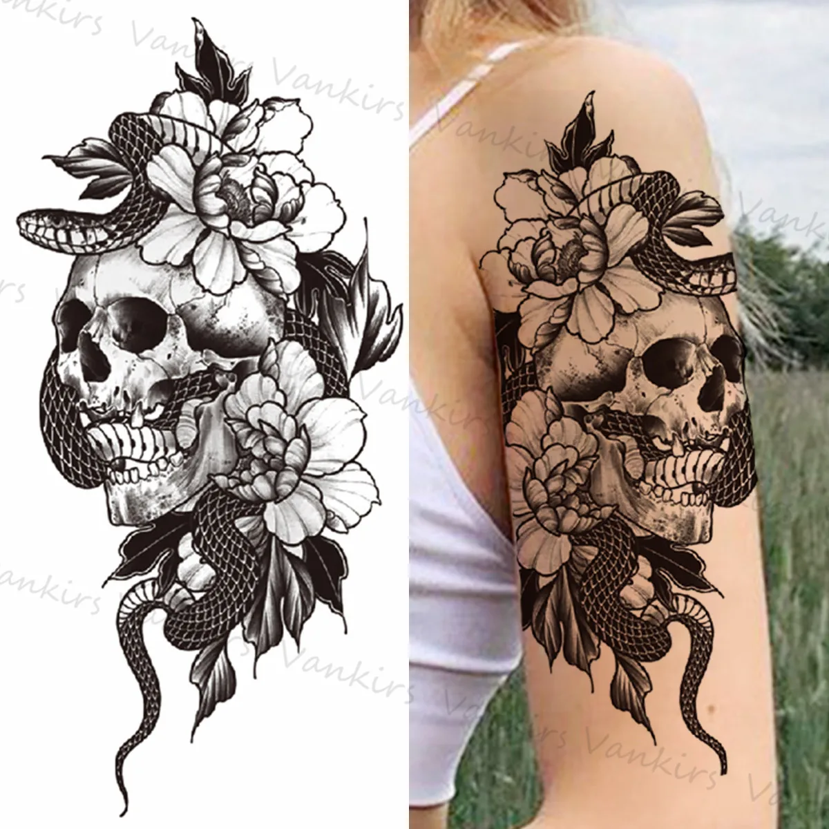 Flowers And Skulls Tattoos