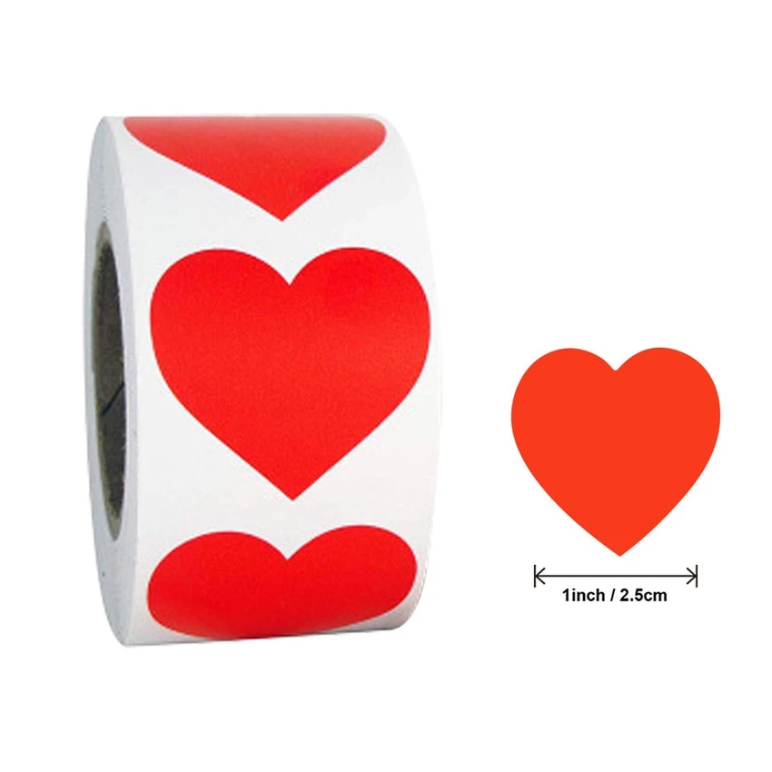Chroma Heart shape Color Stickers Seal Labels 100 500pcs scrapbooking ...