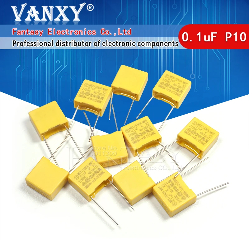 10pcs 100nF capacitor X2 capacitor 275VAC Pitch 10mm X2 275V ...