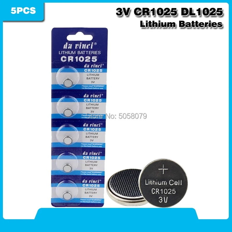 5pcs 3v Volt Lithium CR1025 Battery Button Cion Cell Battery ...