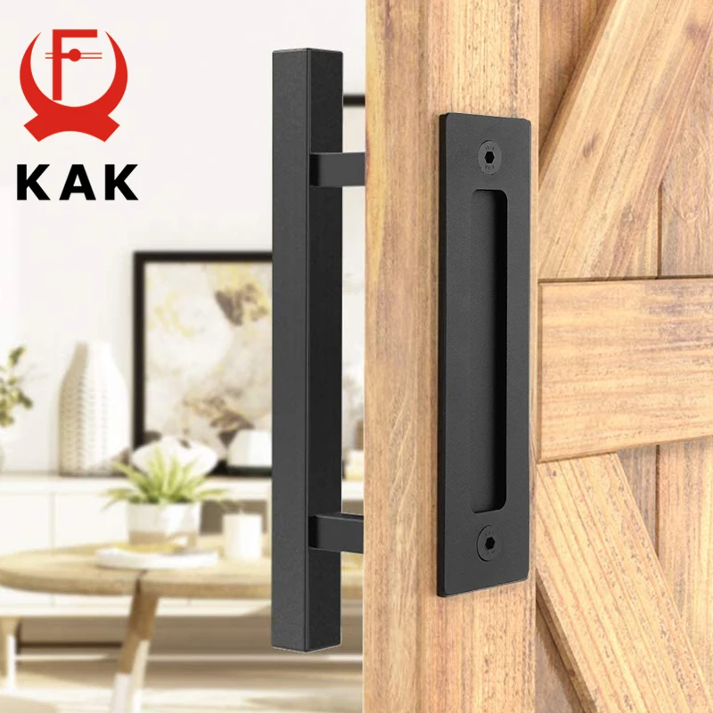 Kak 12 Inches Sliding Barn Door Handle Pull Cabinet Flush Hardware Set ...