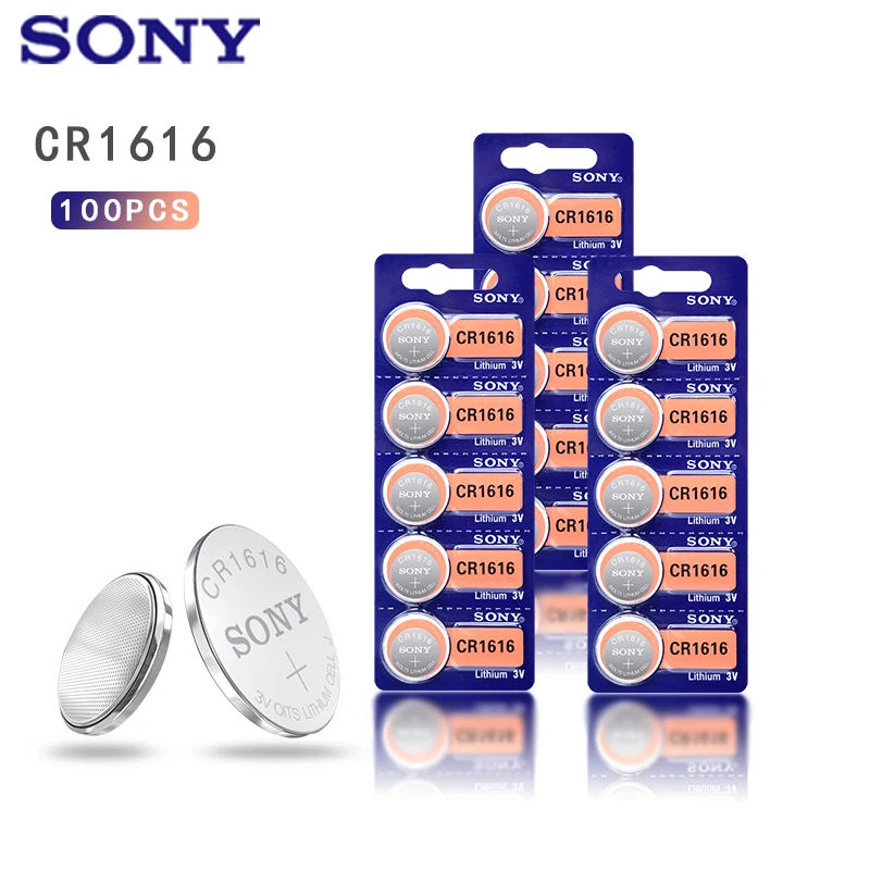 100PCS SONY Button Battery CR1616 Lithium Coin Cell Batteries 3V DL1616 ...