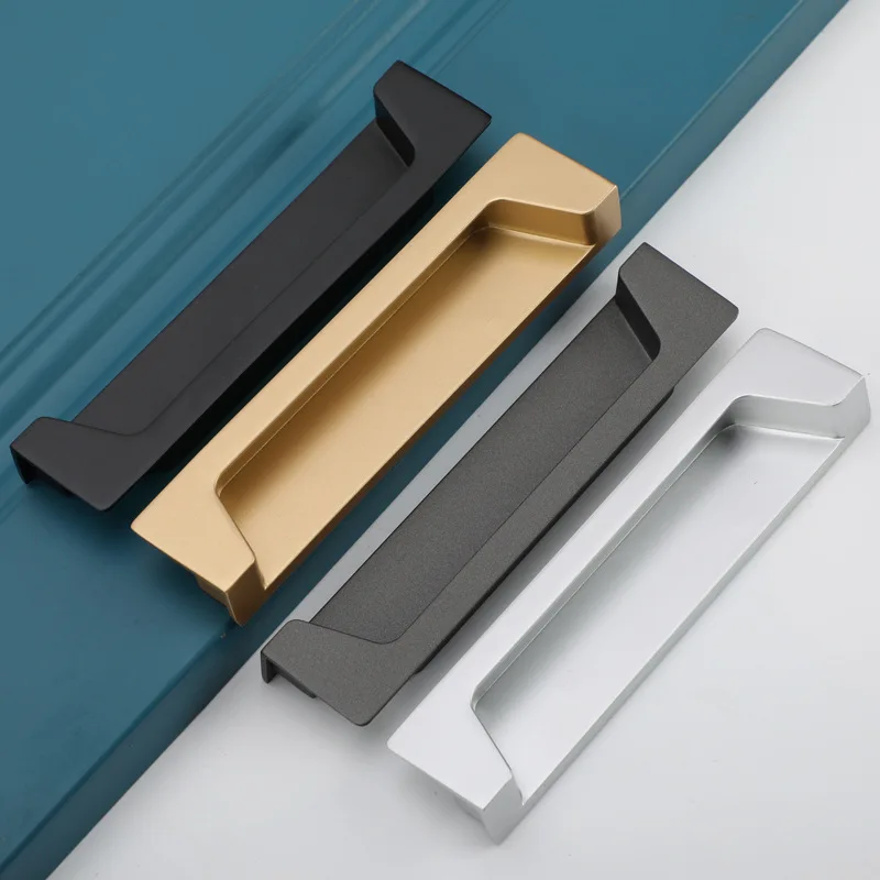 Gaya Modern Slotting Pegangan Pintu Geser Emas/Hitam/Abu-abu Paduan ...