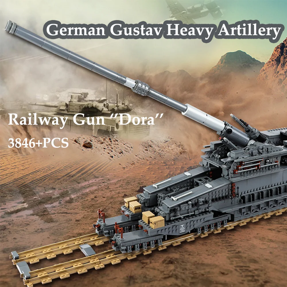 3846PCS WW2 German Gustav Artillery Railway Gun Dora Model Building ...