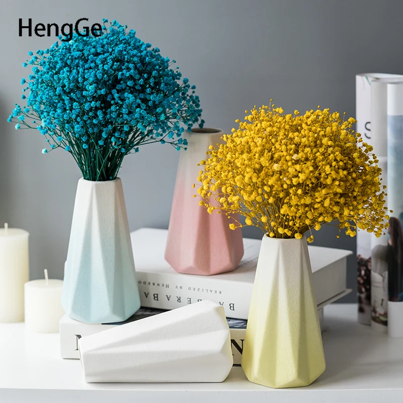 Simple-Ceramic-Vase-Living-Room-Decore-Desktop-Gypsophila-Flowers ...