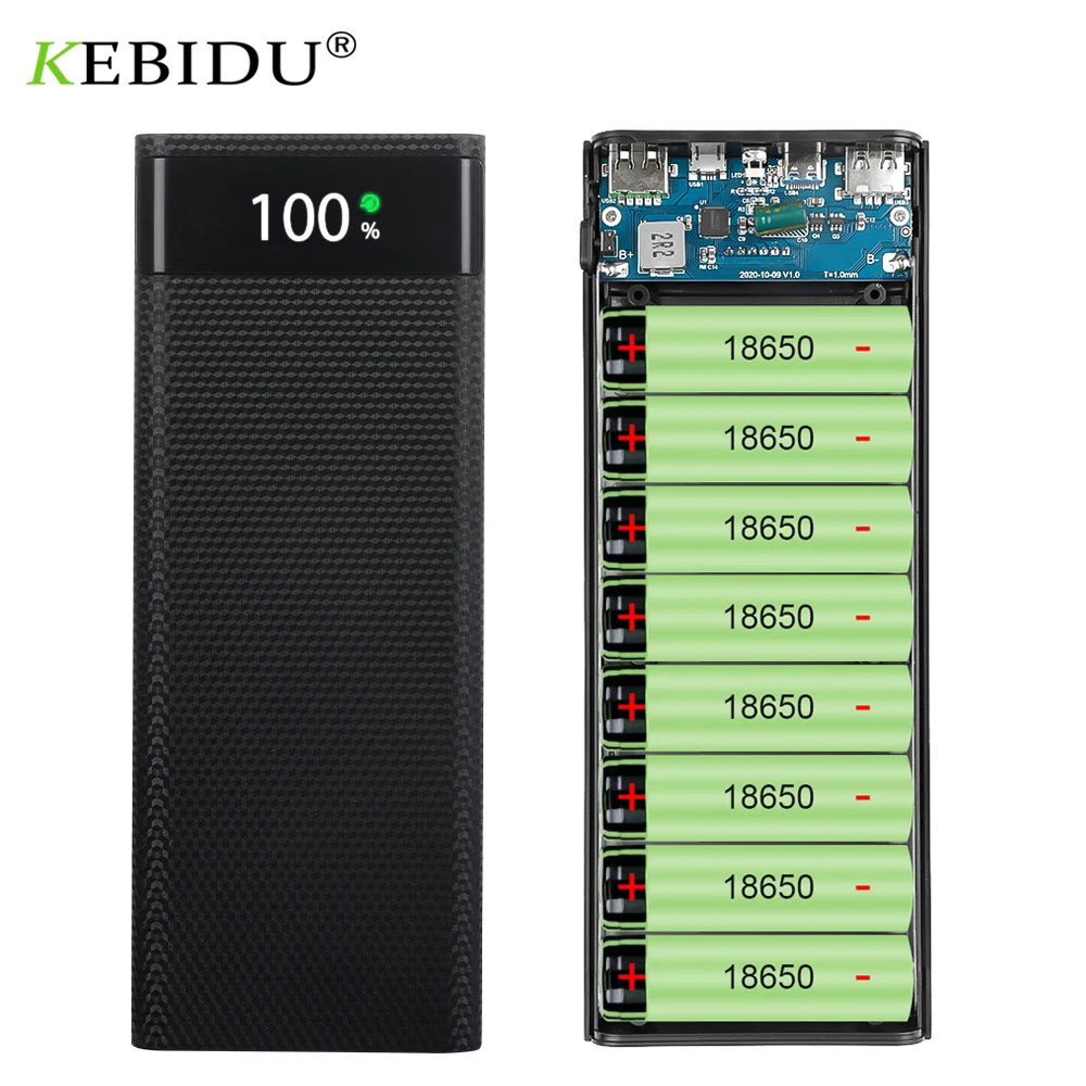 Dual-Micro-USB-Type-C-Power-Bank-Shell-5V-DIY-8X18650-Case-Battery ...