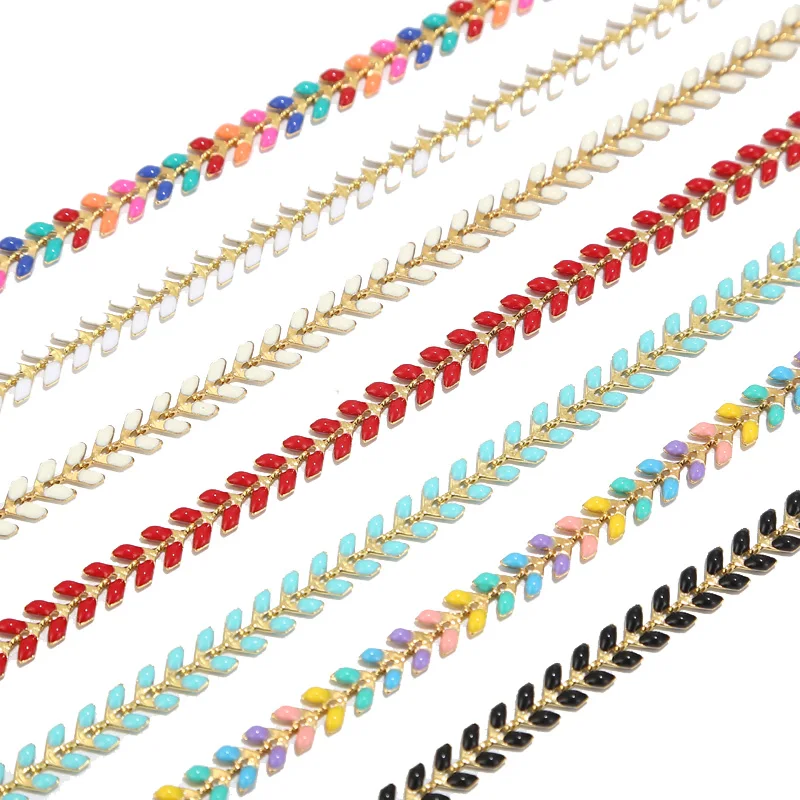 2-Meter-Enamel-Gold-Plated-Copper-Chevron-Chains-Unique-Fishbone ...