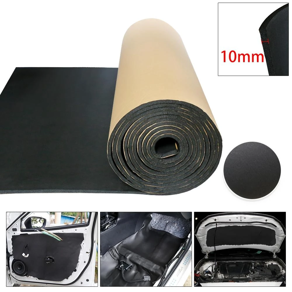 Uxcell Sound Deadening Foam 10mm Thick Cotton Blends Rubber Foam Car ...