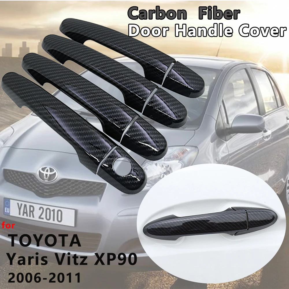 Carbon Fiber Door Handle Cover Catch Trim Car Set Stickers Accessories ...