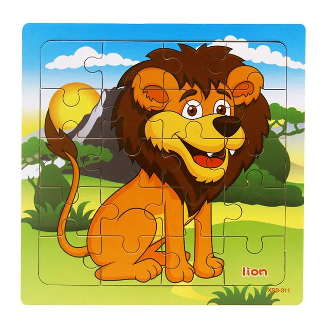 20 Slice Lion Animal Puzzle Wooden Small Piece Kids Toy Wood Jigsaw ...