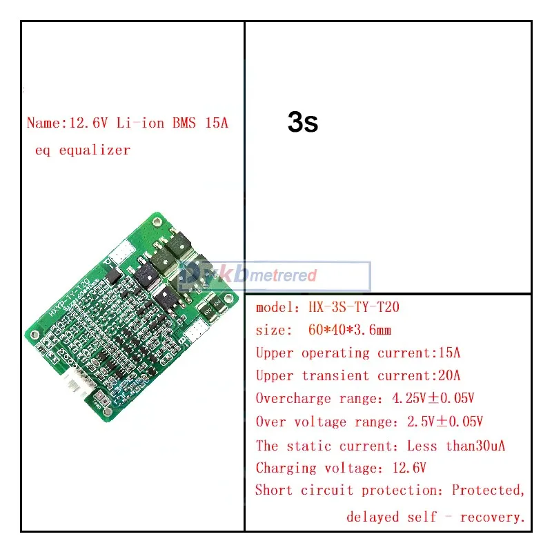 Защитная плата для литий-ионных аккумуляторов 3S, 5, 6S, 7S, 15 А, 18650, BMS, PCM, 3,7 В, 12 В ...