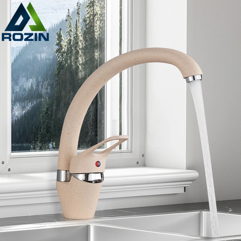 Rozin Beige Brass Kitchen Faucets 3 color 360 Rotated Swivel Spout ...