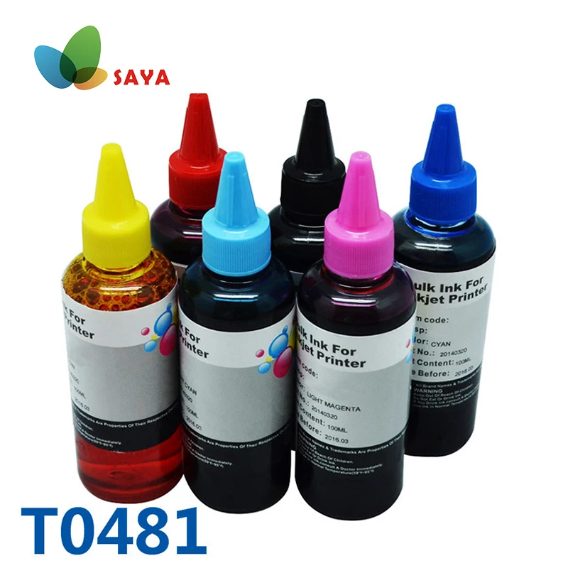 6 Colors T0481 Dye Refill Ink Kit Bulk Ink For Printer For Epson Stylus ...