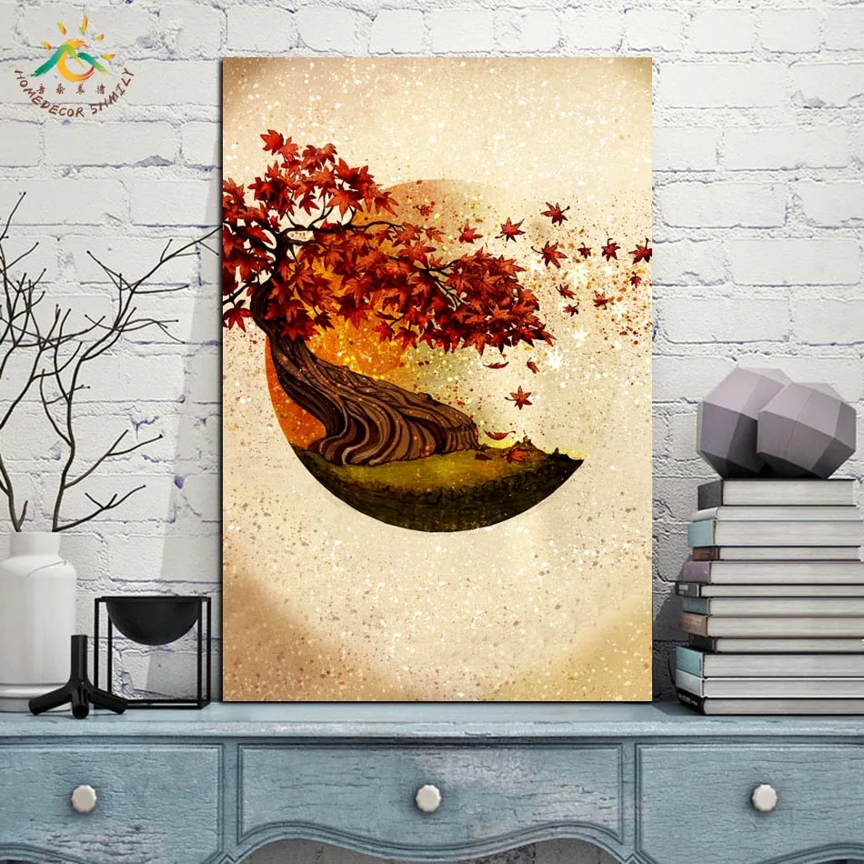 Japanese Tree Abstract Oil Paintings For Bedroom