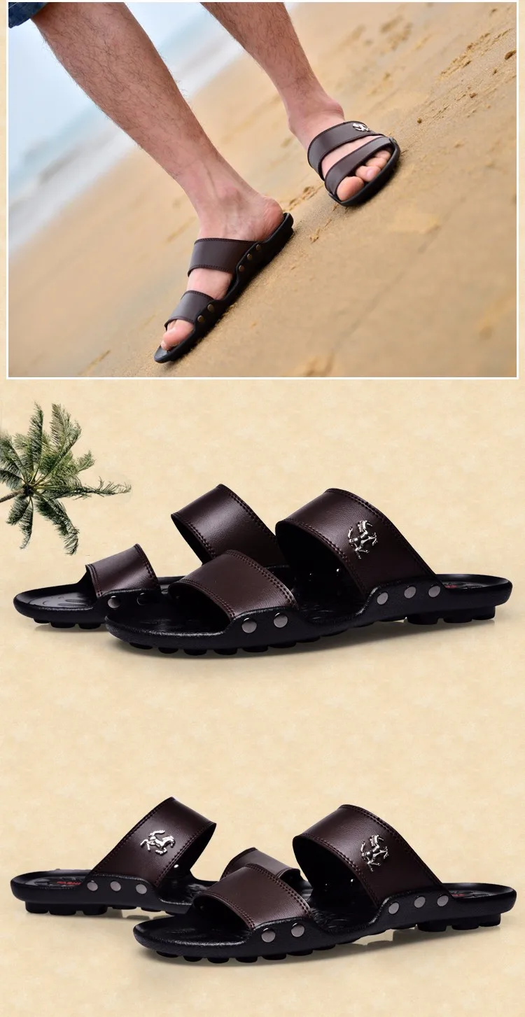 Mazefeng 2018 Summer Shoes High quality Men Sandals Slip-on Leather ...