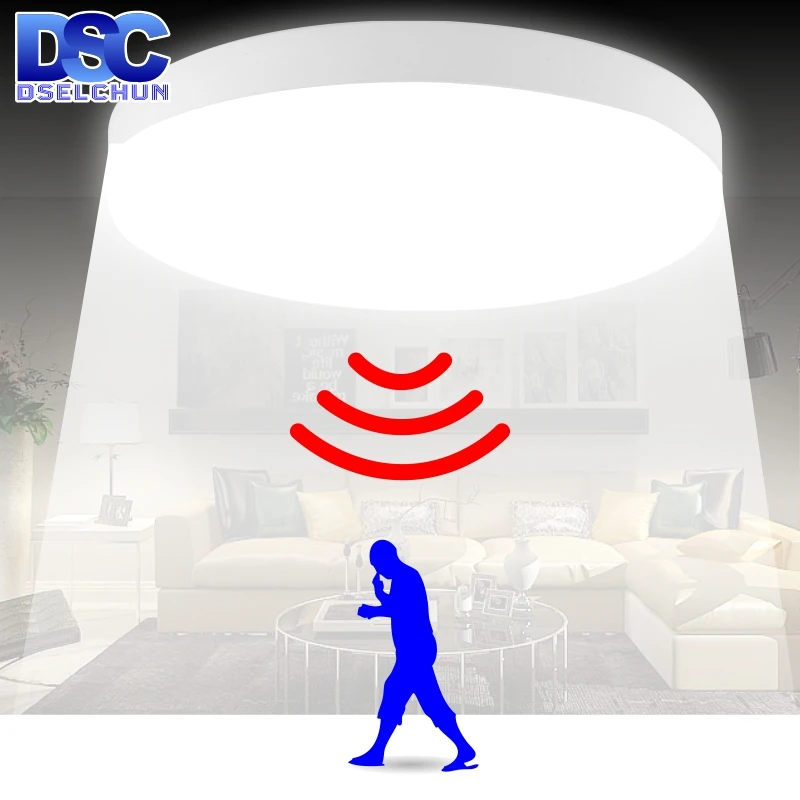 Led Ceiling Light 12w 24w Pir Motion Sensor Modern Lamp Surface Mounted ...