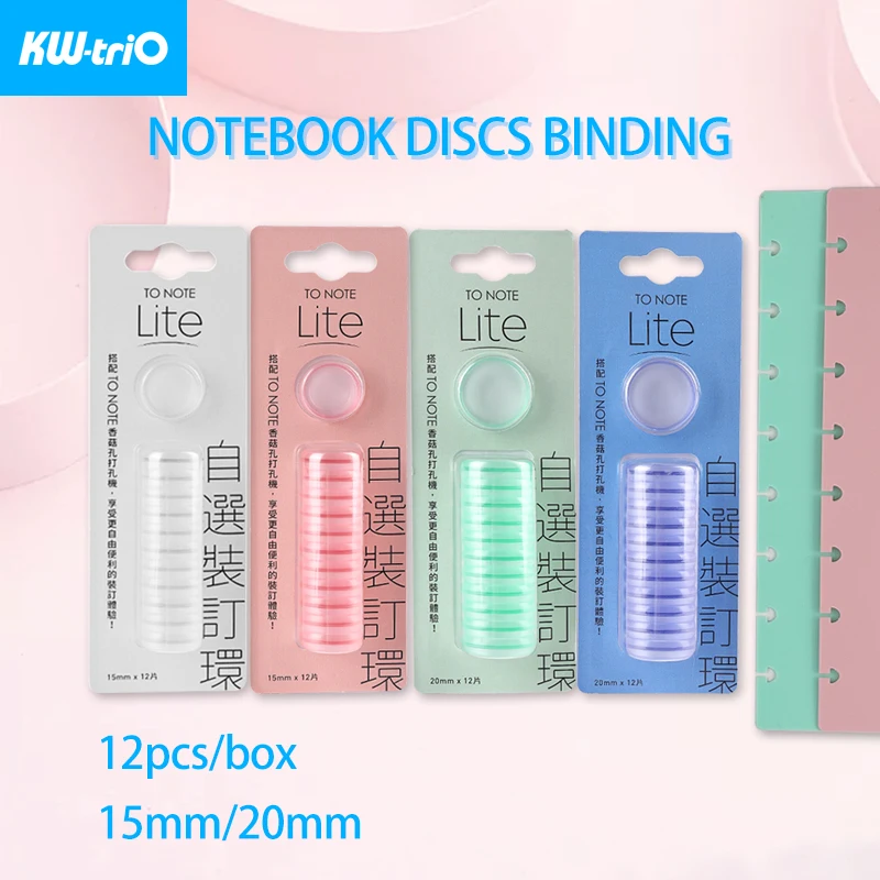 KW-triO-12pcs-box-Colourful-Transparent-Binding-Discs-Notebook-Binder ...