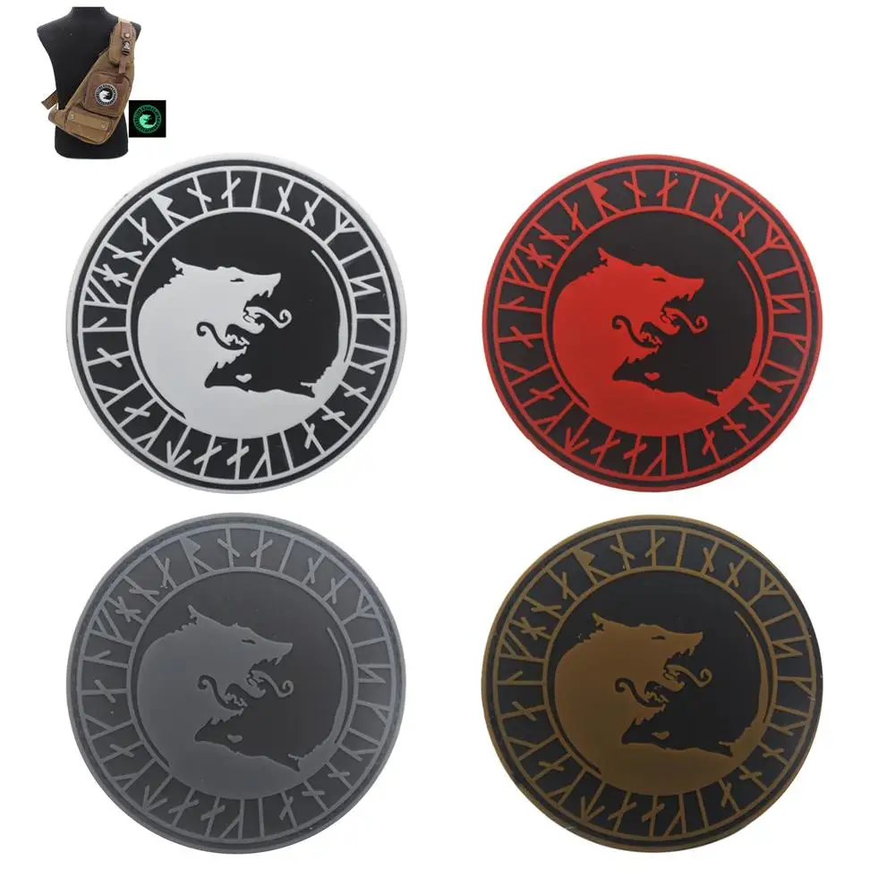 Parche de PVC de lobo vikingo 3D, emblema, brazalete, insignia ...