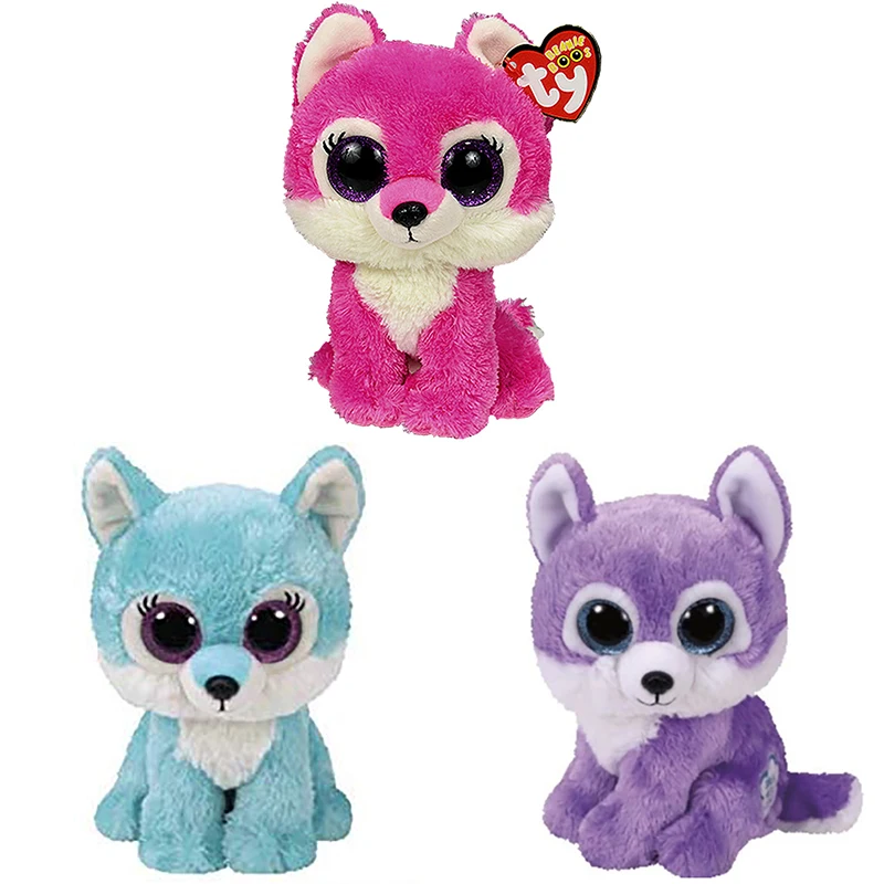 15CM Ty Beanie Wolf Animals Glitter Big Eyes Jade Iris Sierra Soft Cute ...