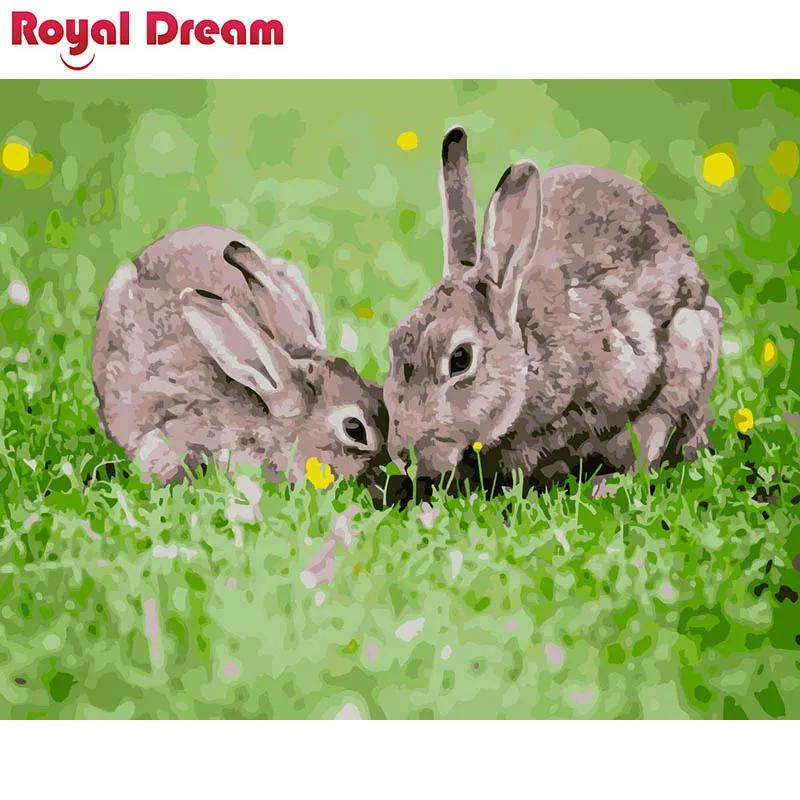 Two gray rabbit DIY Painting By Numbers Canvas Painitng Home Wall Art ...