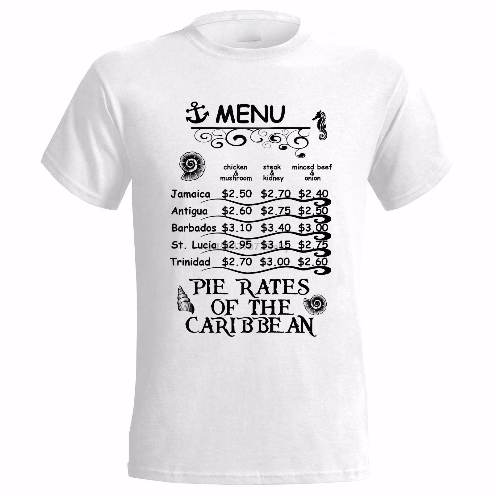 PIE RATES OF THE CARIBBEAN FUNNY MENS T SHIRT JOKE PIRATES FANCY DRESS