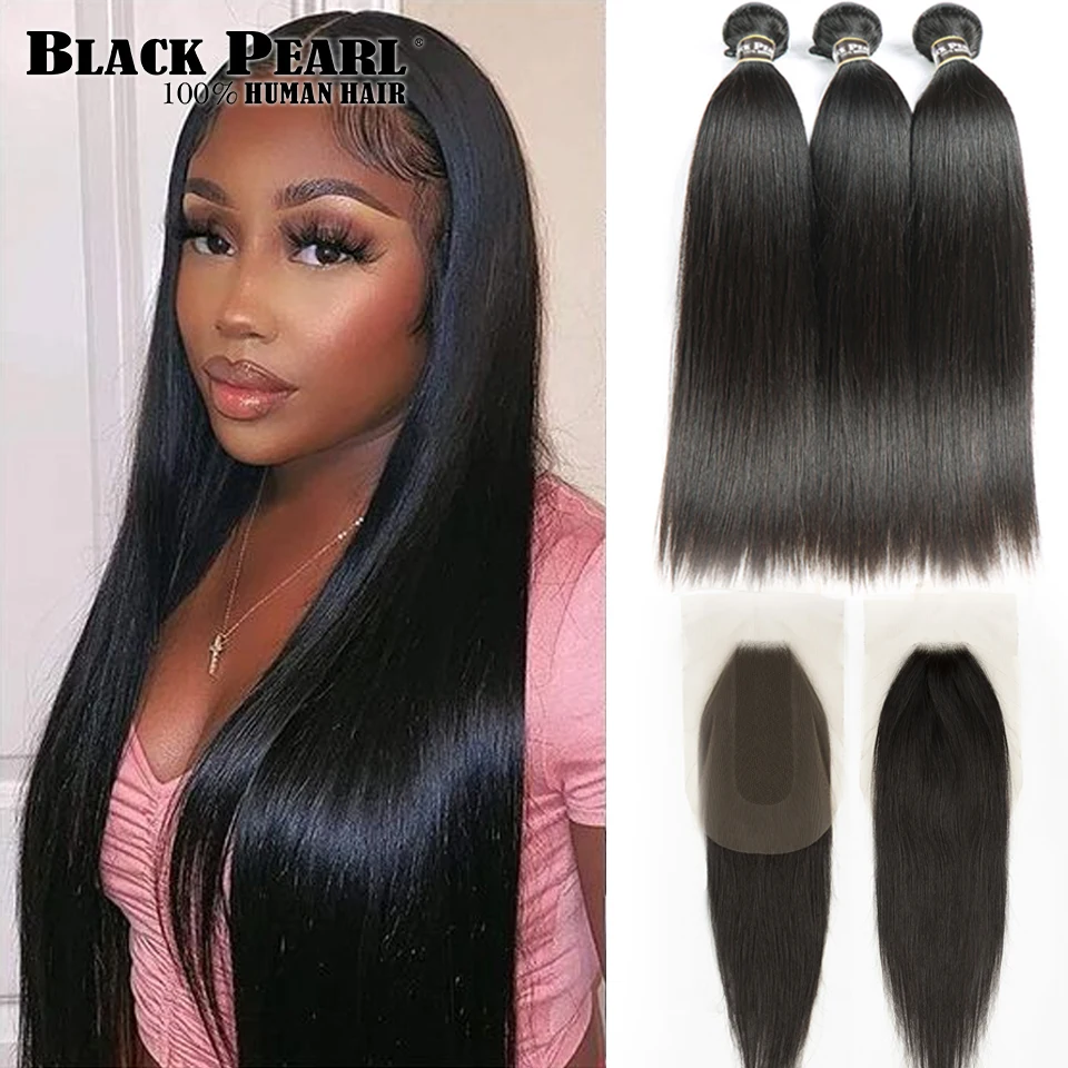 Black Pearl Brazilian Straight Hair 2X4 Lace Frontal Closure With ...