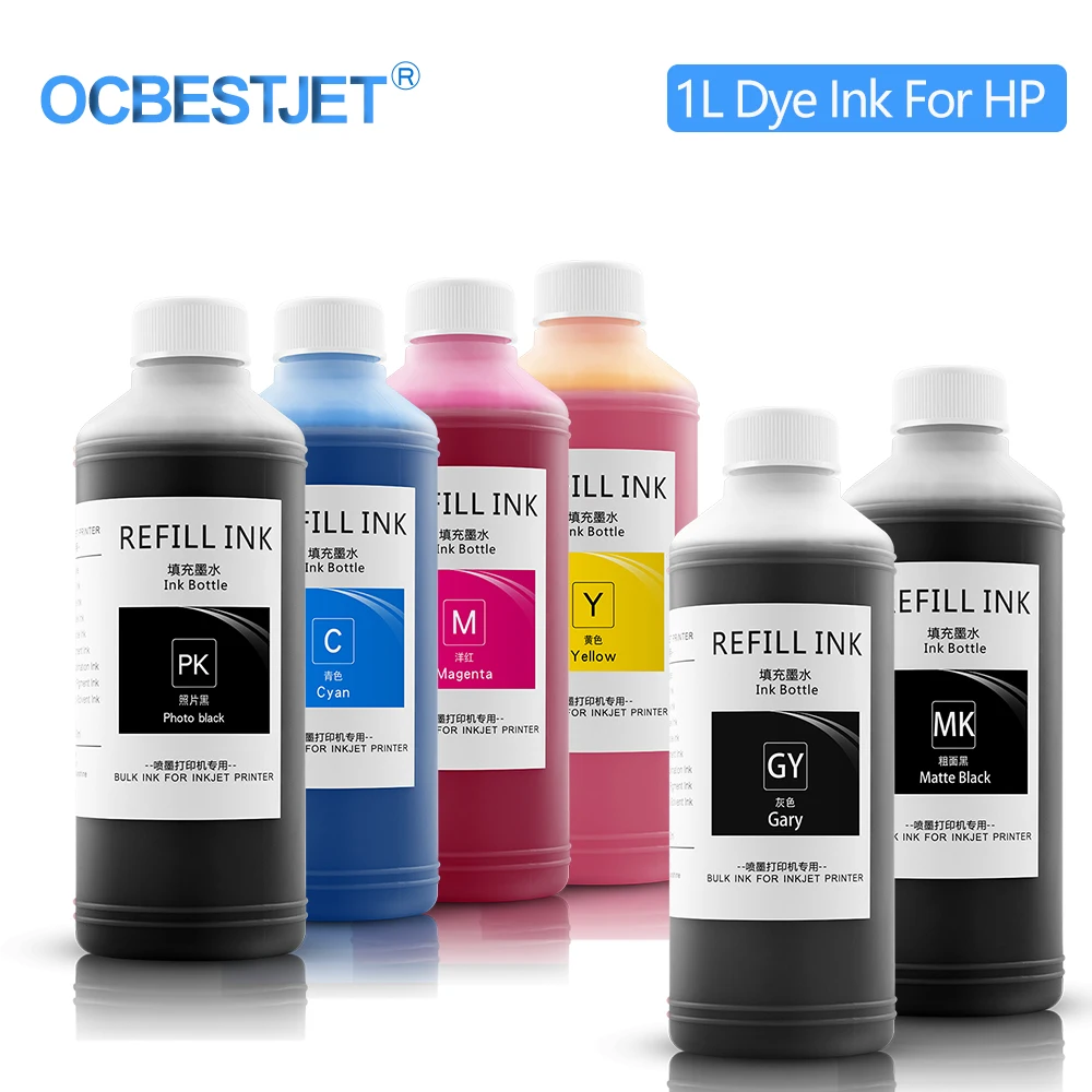 1000ml*6 Dye Ink For Hp 72 Refill For T610 T620 T770 T790 T795 T1100 ...