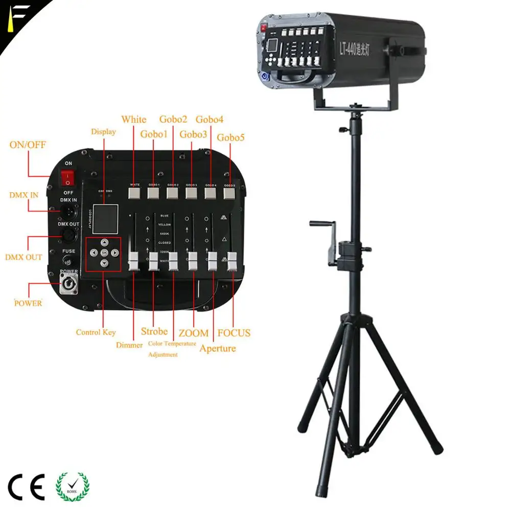 Dimming Follow Spot Light LED 440 w Strobe Theater Spotlights with ...