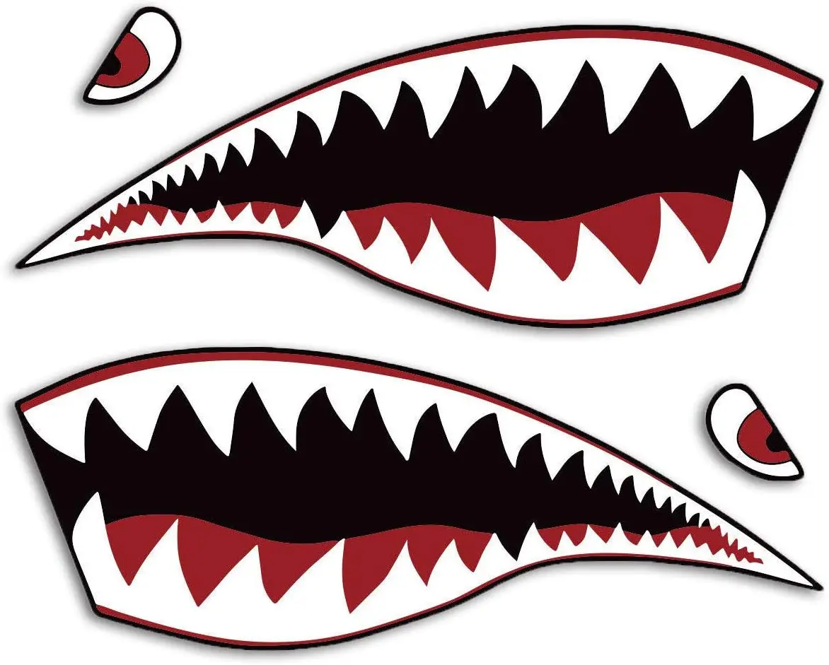 MOTORS 2pc Shark Teeth Sticker Vinyl Decal Set Hard Hat Motorcycle ...