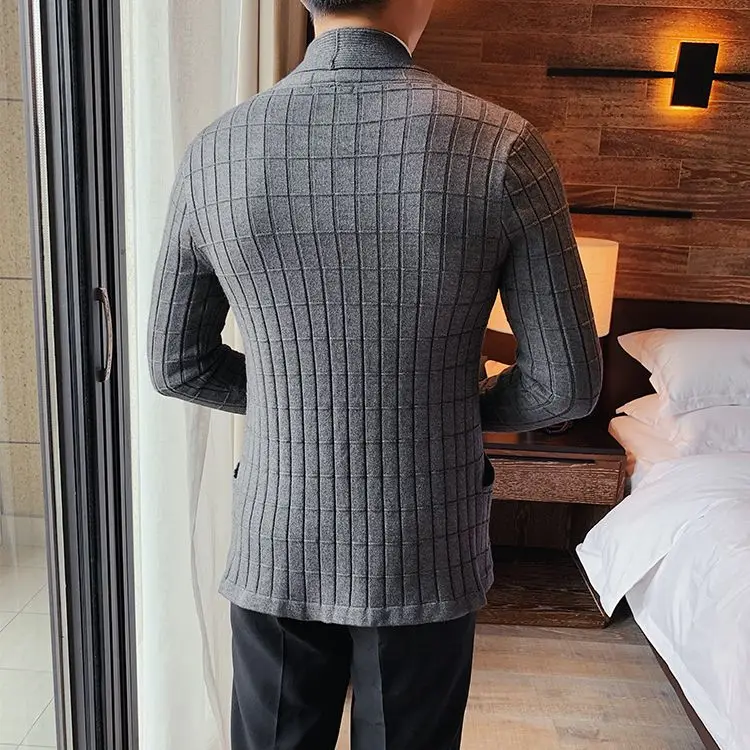 Gilet-cardigan,Cardigan à manches longues et col rabattu pour Homme ...