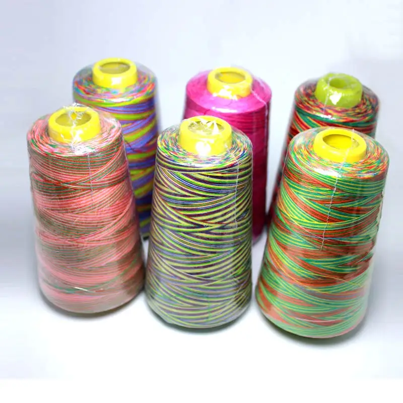 3000 yards Colorful rainbow line 40s/2 high speed polyester sewing ...