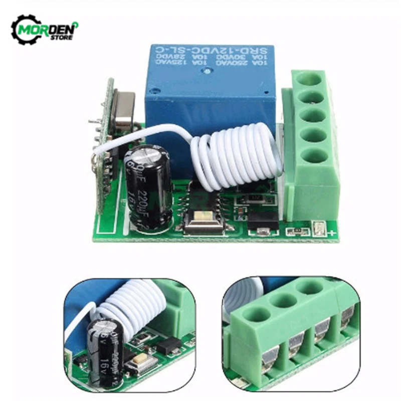 DC 12V Transmitter Receiver Relay Switch Module 433MHz Universal 1CH 1 ...