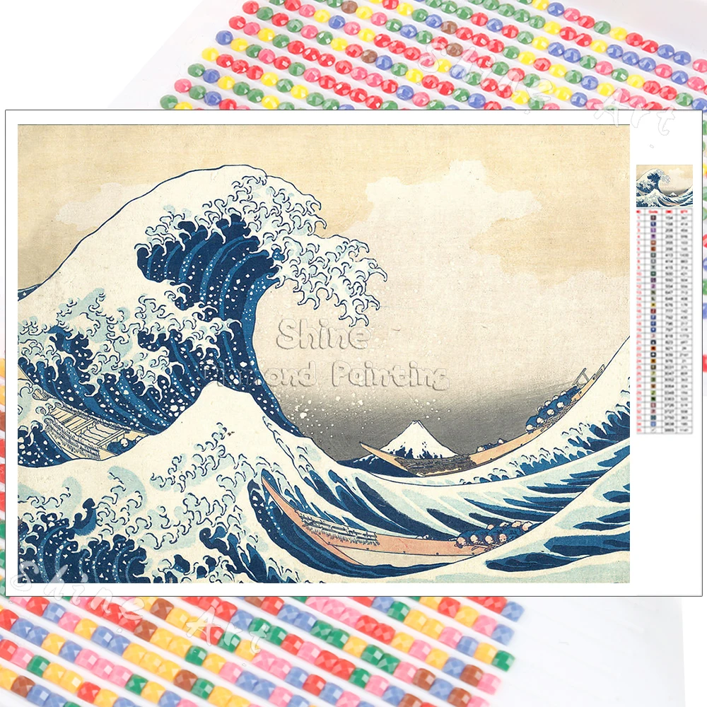Diamond Painting Full Drill Round Ocean | Landscape Mosaic Diamond ...