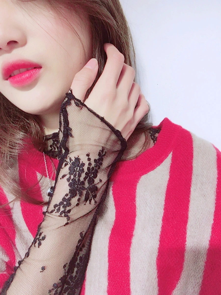 Sexy Women See Through Transparent Mesh Tops Long Sleeve Sheer Slim ...