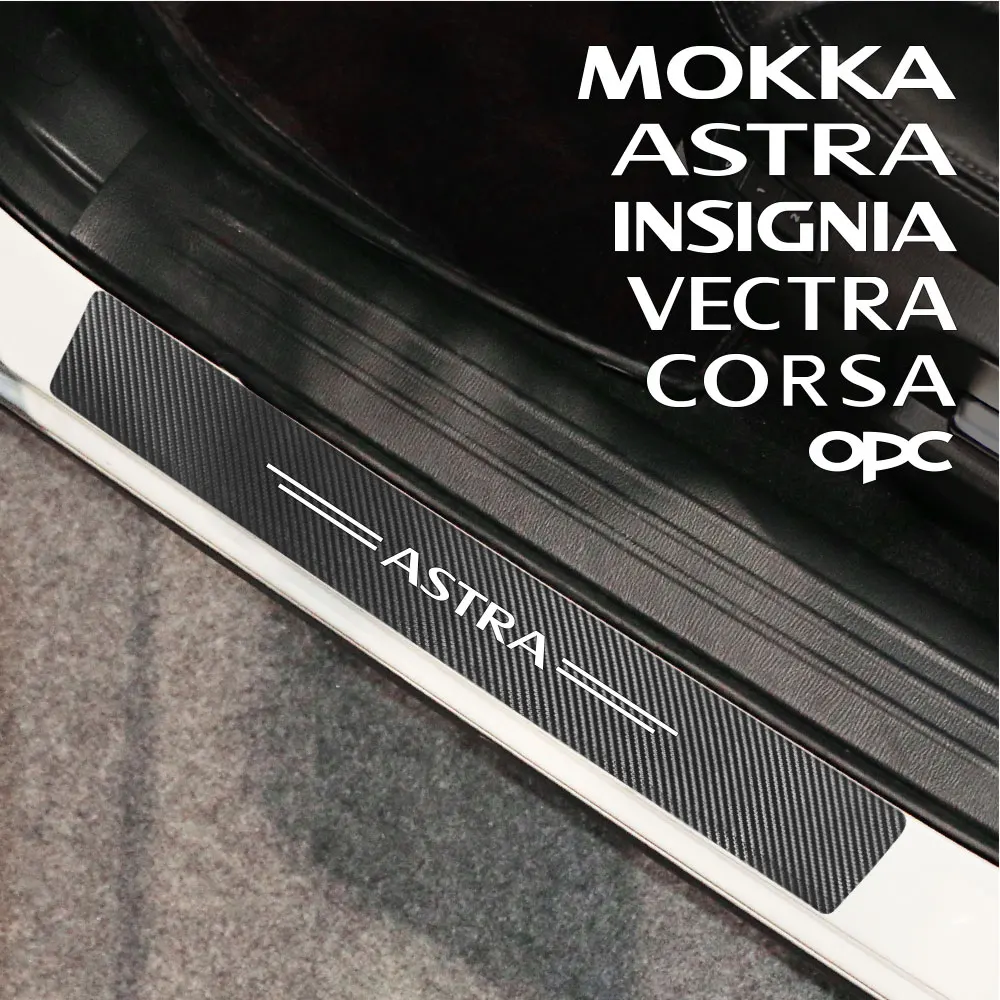 4pcs Car Side Door Carbon Leather Stickers For Opel Astra Corsa ...