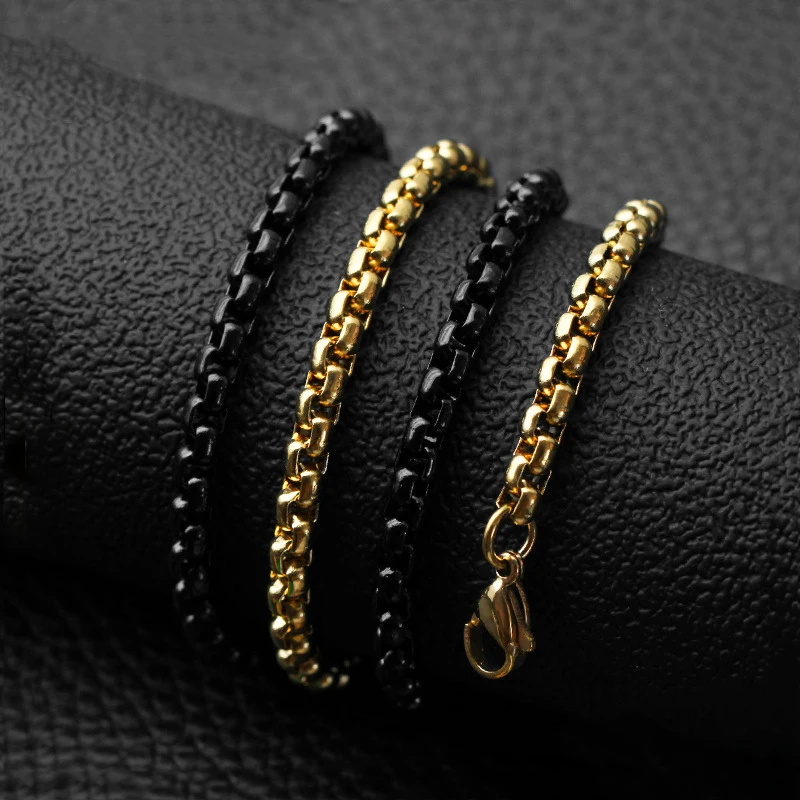 Cadena de perlas cuadradas de acero de titanio, collar negro Chapado en ...