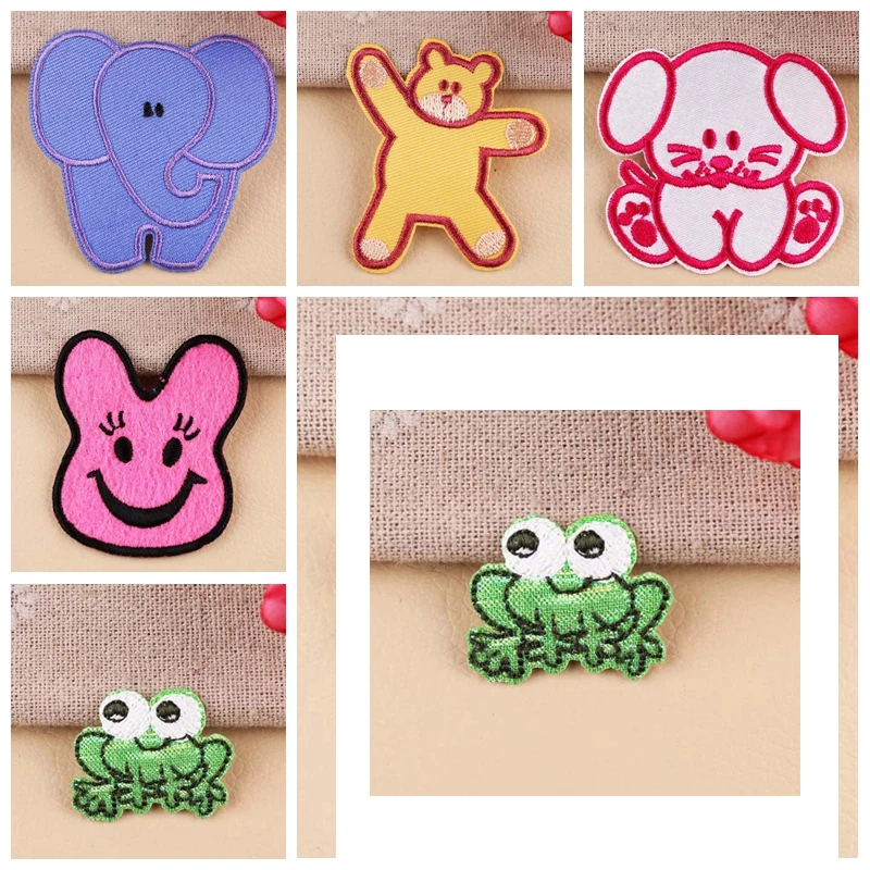 Cartoon-Full-Elephant-Embroidered-Patches-Iron-On-Bear-Sun-Frog ...