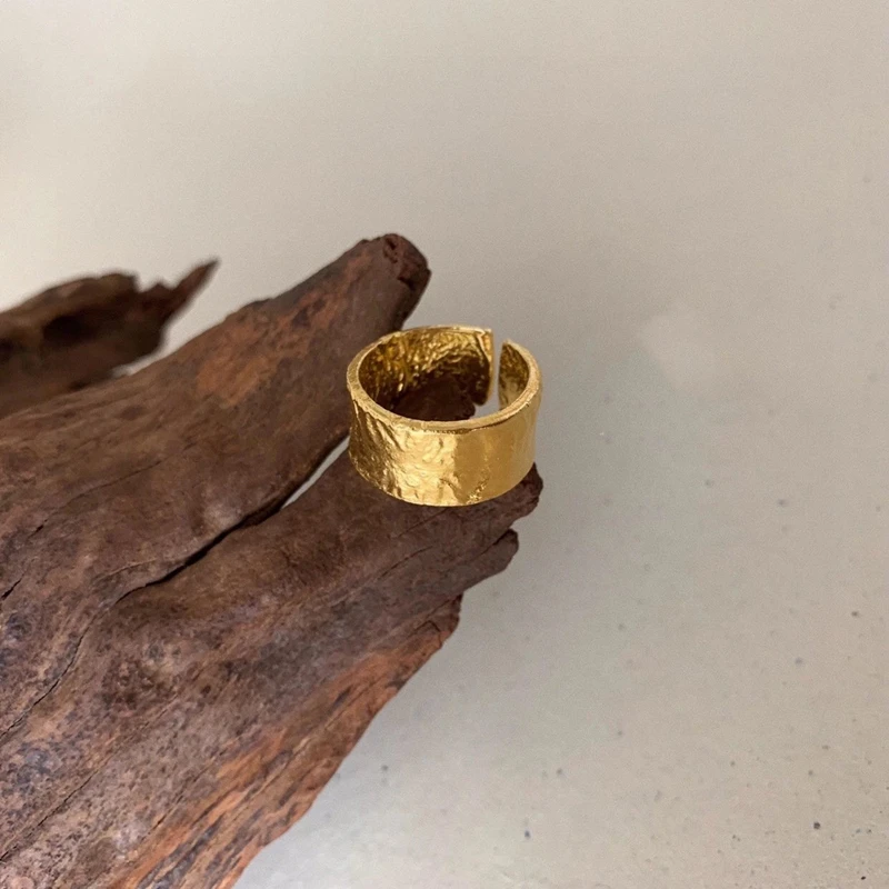 Silvology 925 Sterling Silber Unregelmäßigen Breite Ringe Gold Hohe ...