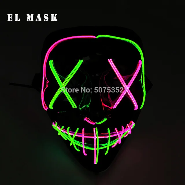 Horror Maska Luminous Glowing Neon EL Mask Cosplay LED Mask ...