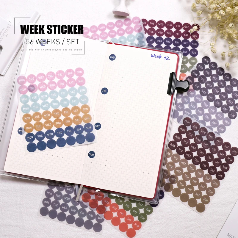 Mypretties 8 Sheets Basic Label Stickers Weeks Stickers Planner ...