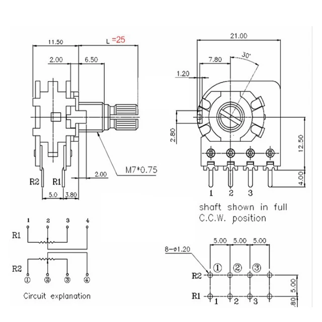 Diagrama De Pines Del Potenciometro