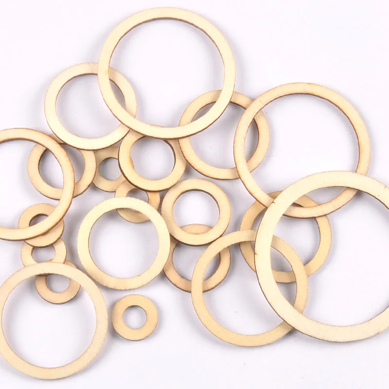 Circle/ring Wood Crafts For DIY Scrapbook Natural Wooden Ornaments Home ...
