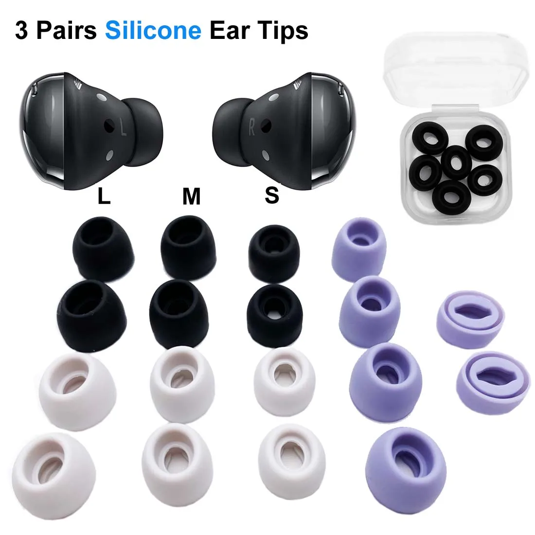 3pairs Soft Silicone Ear Tips For Samsung Galaxy Buds Pro Earbuds ...