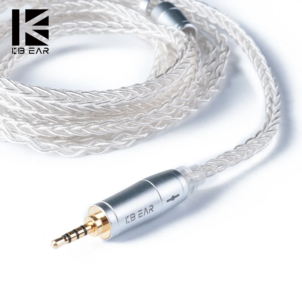 Kbear 8 Core Upgraded Silver Plated Balanced Cable 2.5/3.5/4.4mm With ...