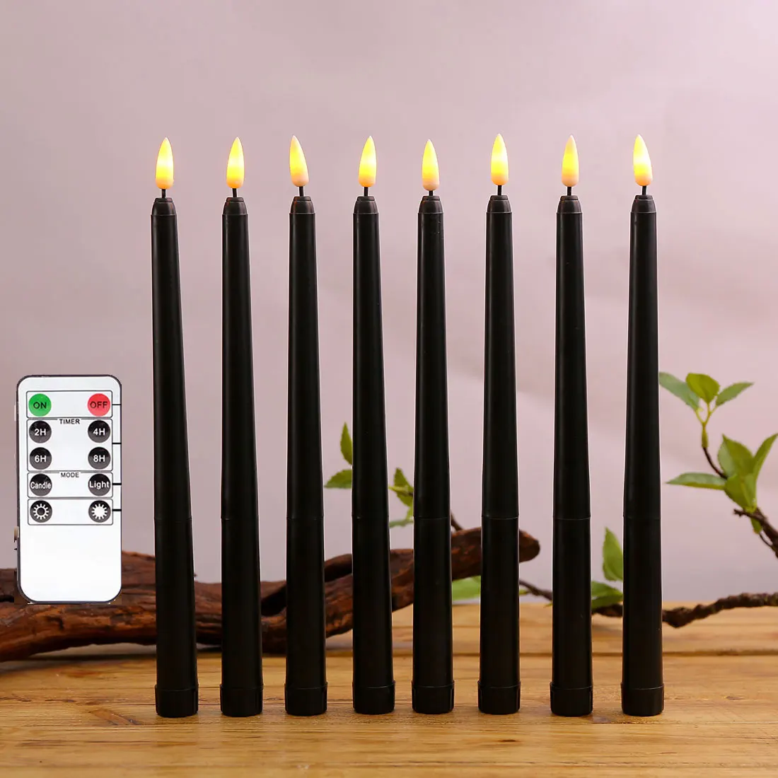 Pack-of-4-Remote-Control-Flameless-LED-Taper-Candles-Black-White-Body ...