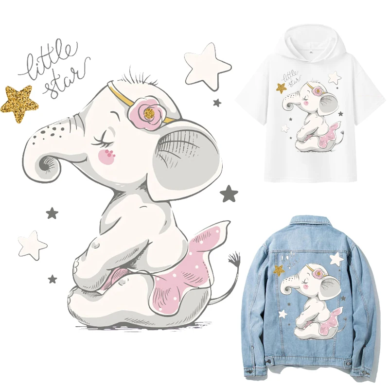 Cartoon Elephant Patches Iron-on Transfers For Clothing Thermoadhesive ...