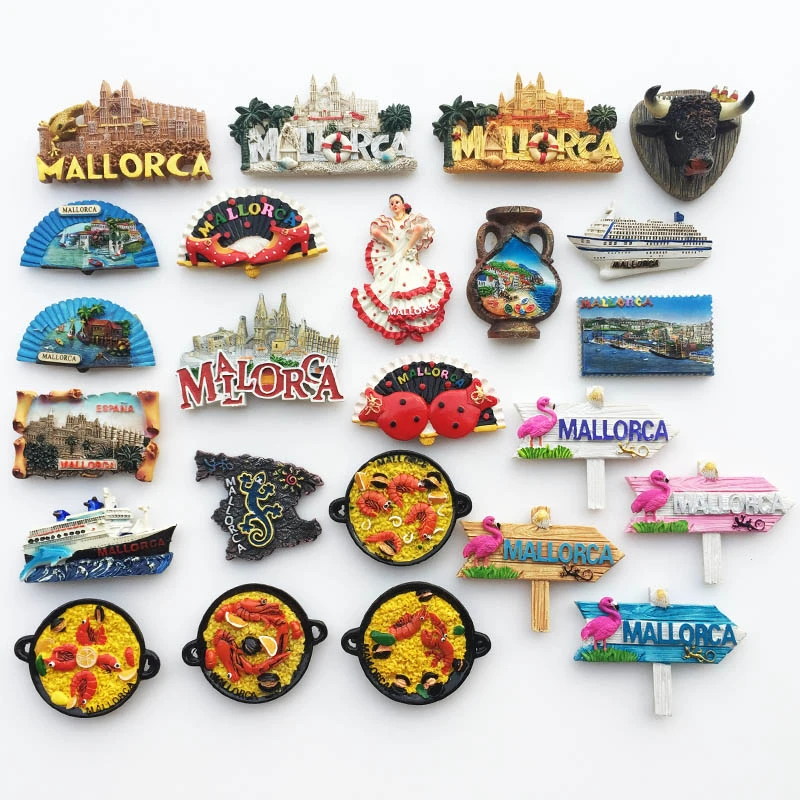 Spain Fridge Magnet Souvenirs Creative Mallorca Resin Painted Magnet ...