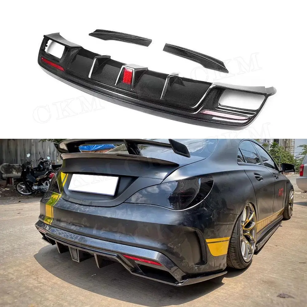 Carbon Fiber Rear Bumper Lip Diffuser Side Splitters For Mercedes Benz ...