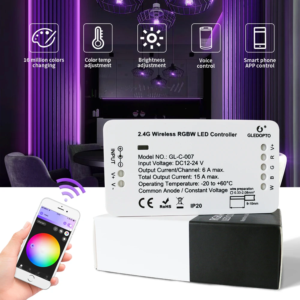 Zigbee Zll Smart Home Led Strip Rgbw Controller Dc12v-24v Compatible ...