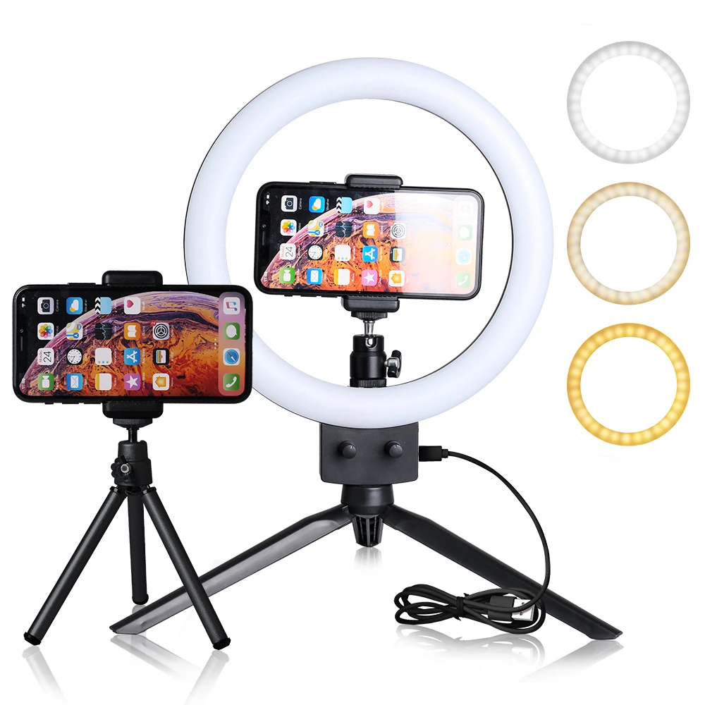 9inch Mini Led Video Selfie Ring Light With Tripod Ring Lamps For ...